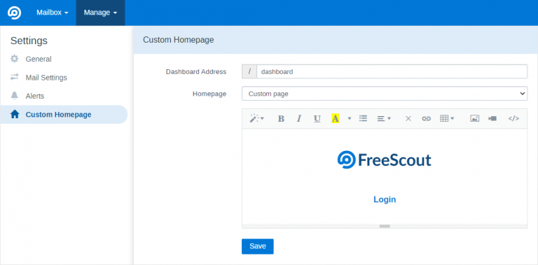 Custom Homepage Module – FreeScout